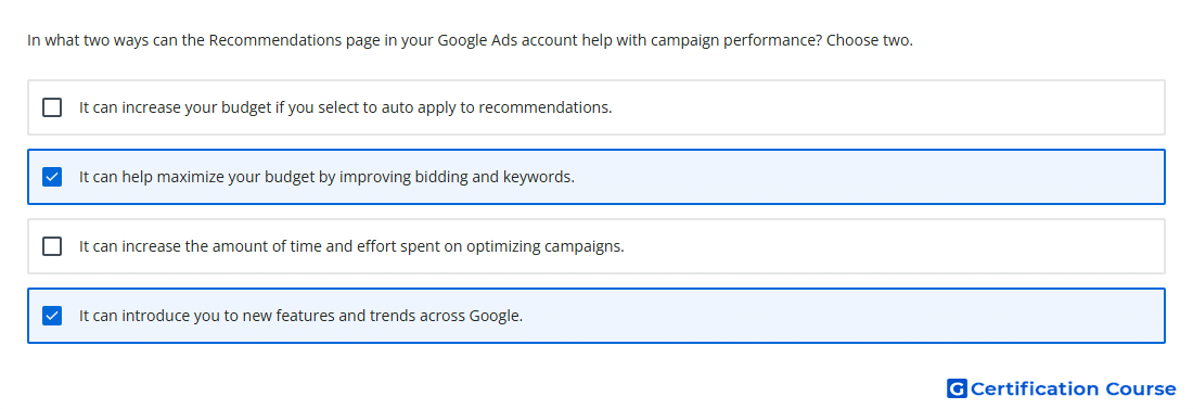In what two ways can the Recommendations page in your Google
