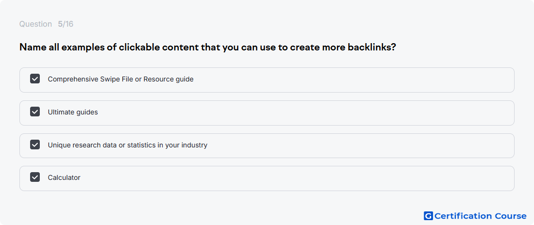 Name all examples of clickable content that you can use to c