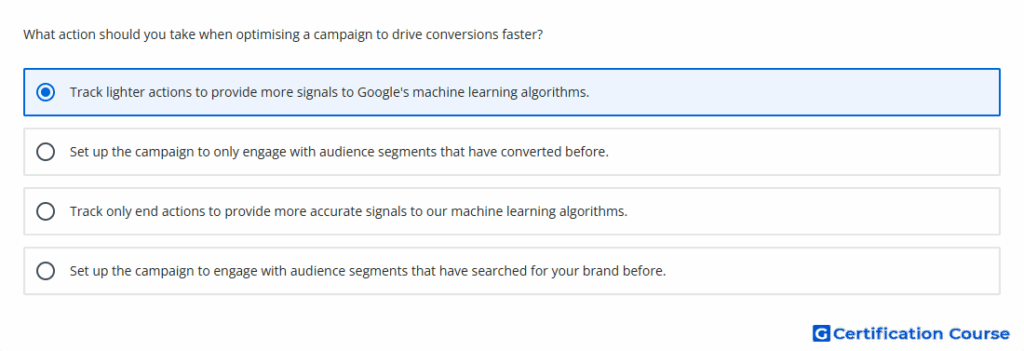 What action should you take when optimising a campaign to dr