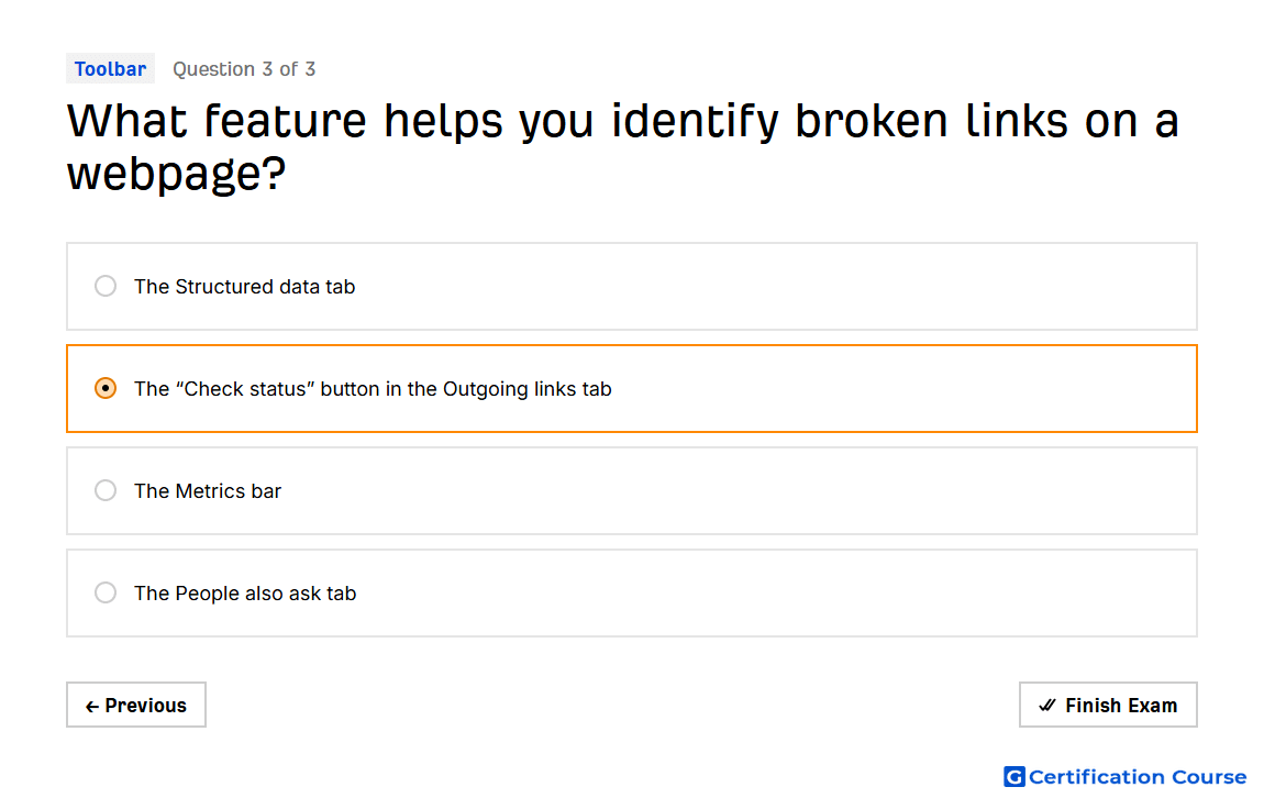 What feature helps you identify broken links on a webpage?