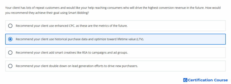 Your client has lots of repeat customers and would like your
