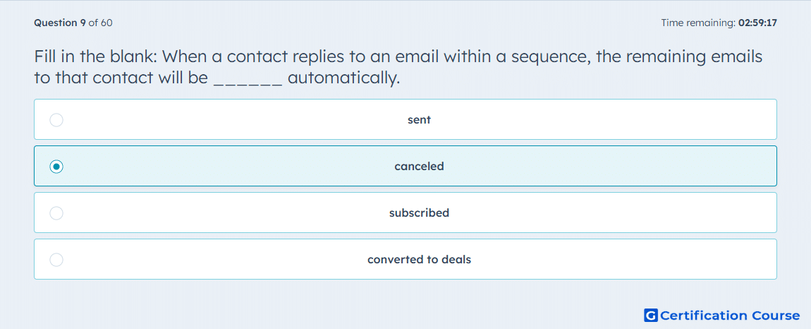 Fill in the blank: When a contact replies to an email within