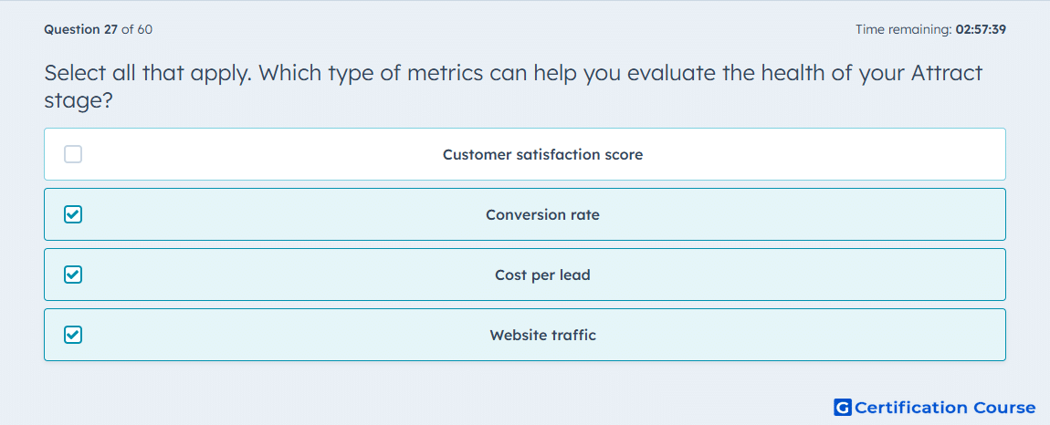 Select all that apply. Which type of metrics can help you ev