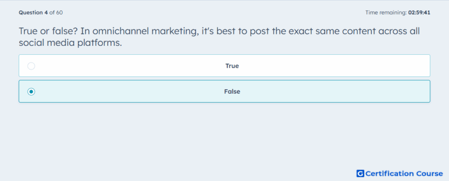 True or false? In omnichannel marketing, it's best to post t