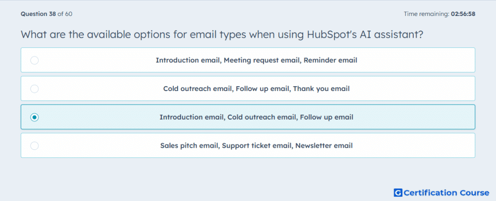 What are the available options for email types when using Hu