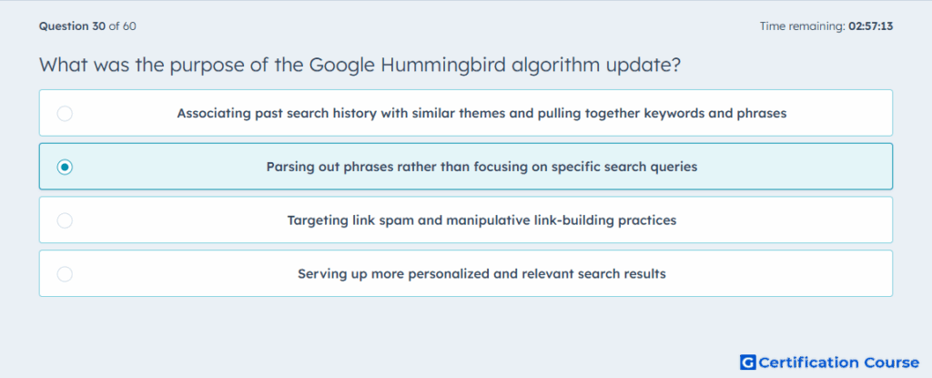 What was the purpose of the Google Hummingbird algorithm upd