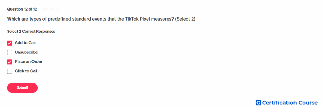 Which are types of predefined standard events that the TikTo