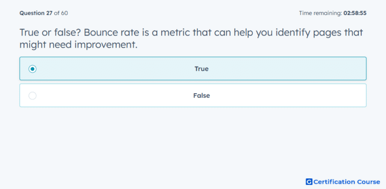 True or false? Bounce rate is a metric that can help you ide