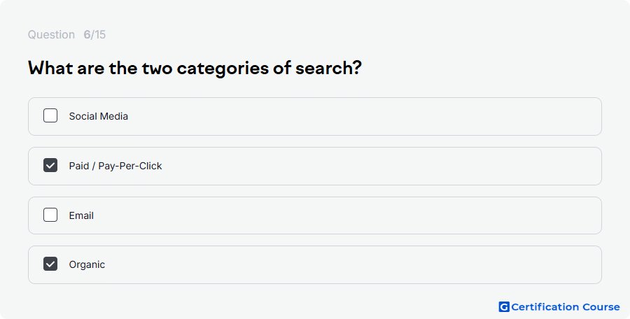 What are the two categories of search?