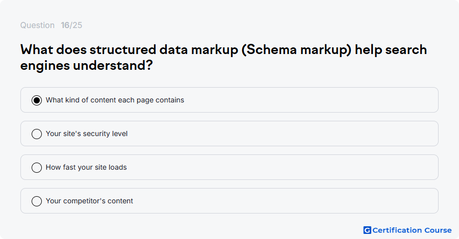What does structured data markup (Schema markup) help search