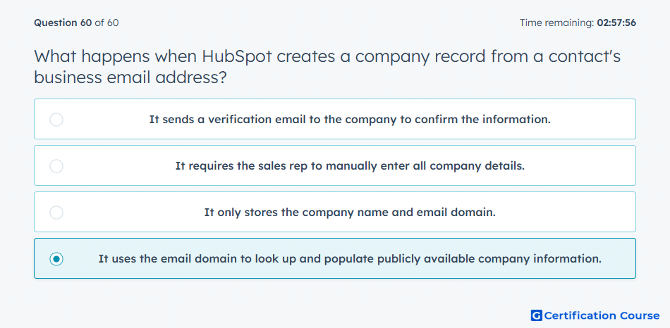 What happens when HubSpot creates a company record from a co