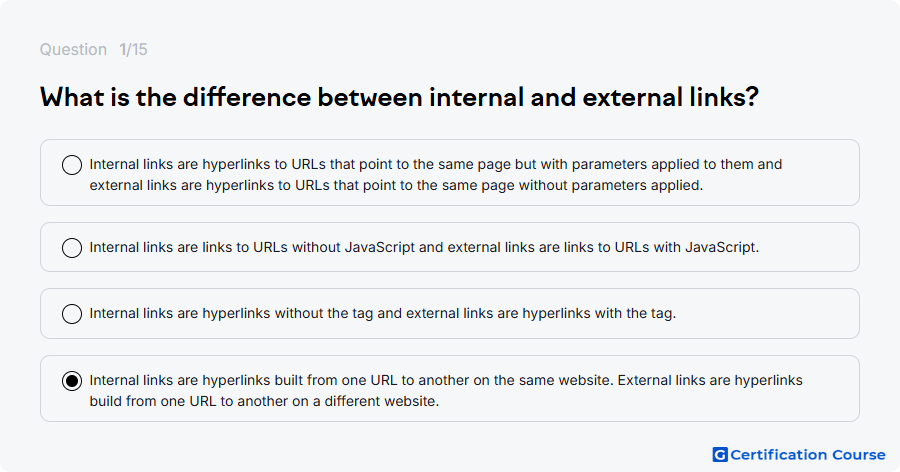 What is the difference between internal and external links?
