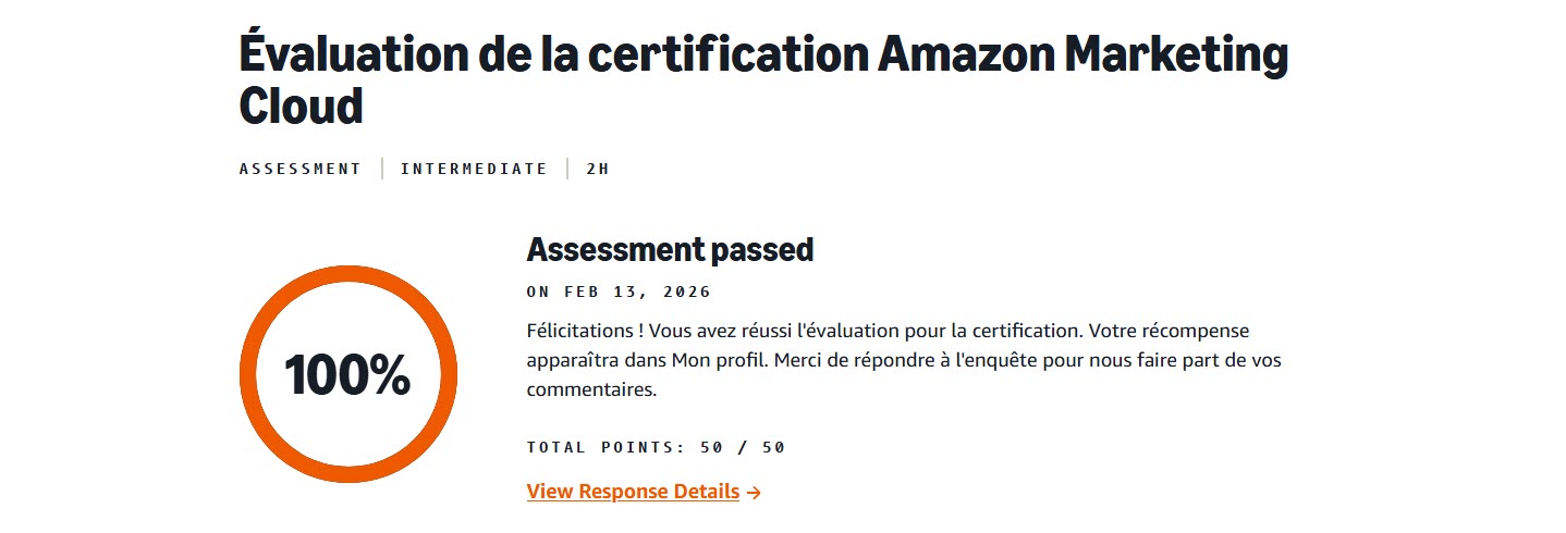 Réponses à la Certification Amazon Marketing Cloud 2026